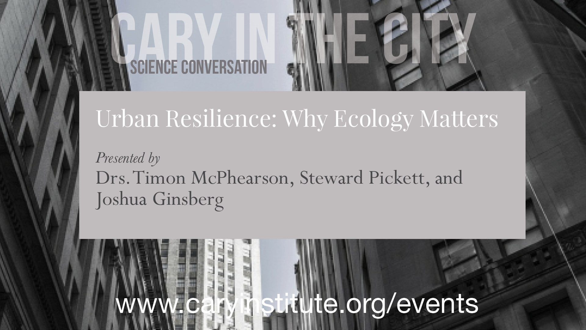 Urban Resilience: Why Ecology Matters